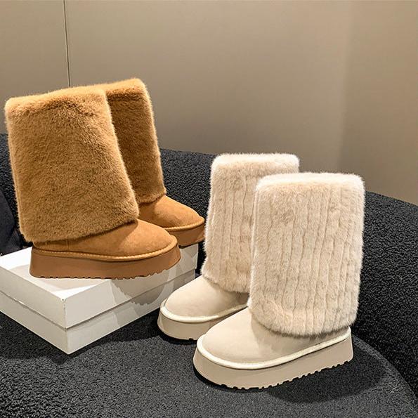 Suede Foldover Fur Platform Boots – LAGEshop
